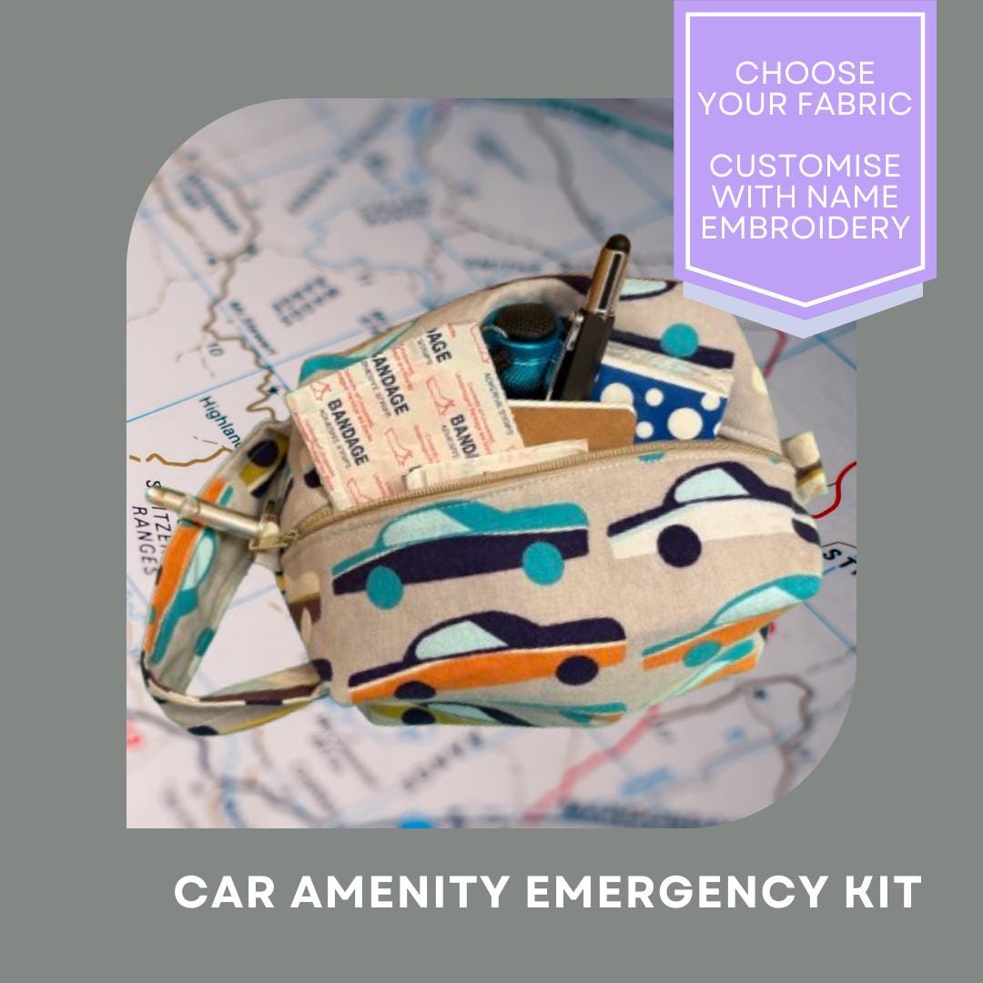 Car Amenity Kit - Handmade Zipper Pouch With Emergency Supplies ...