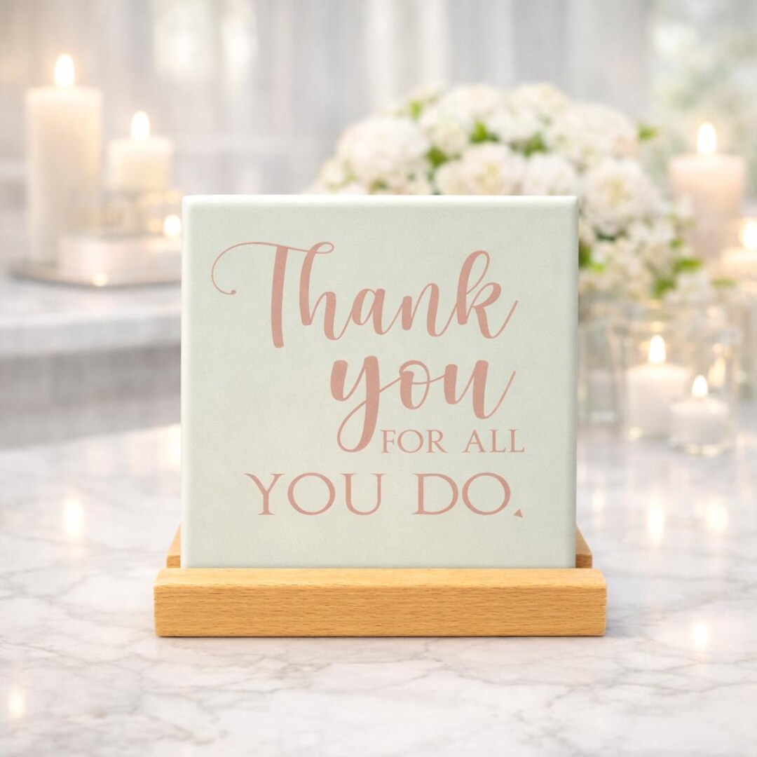 Thank You Ceramic Desk Plaque With Wood Stand: Minimalist Office Decor ...