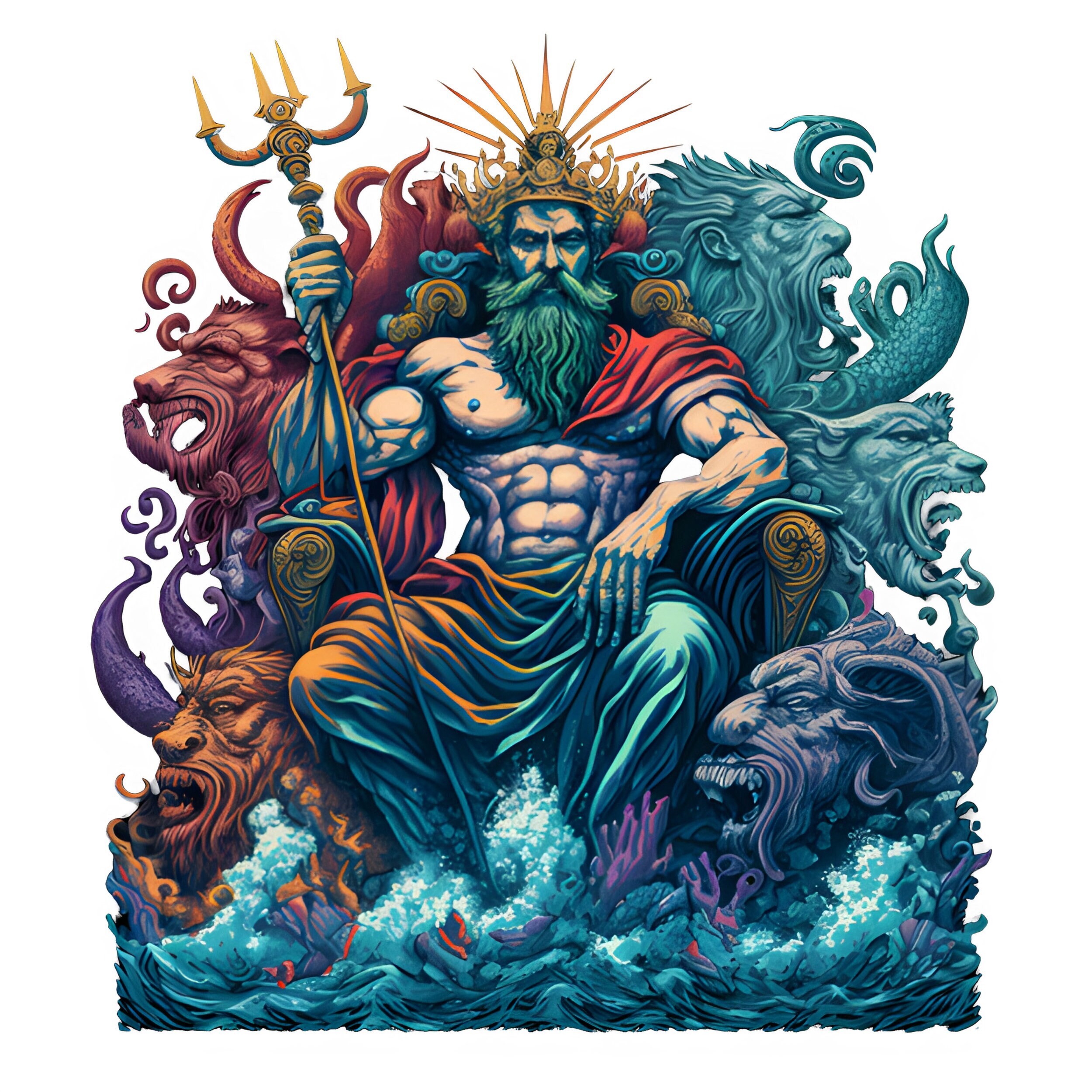 Poseidon Drawing Art