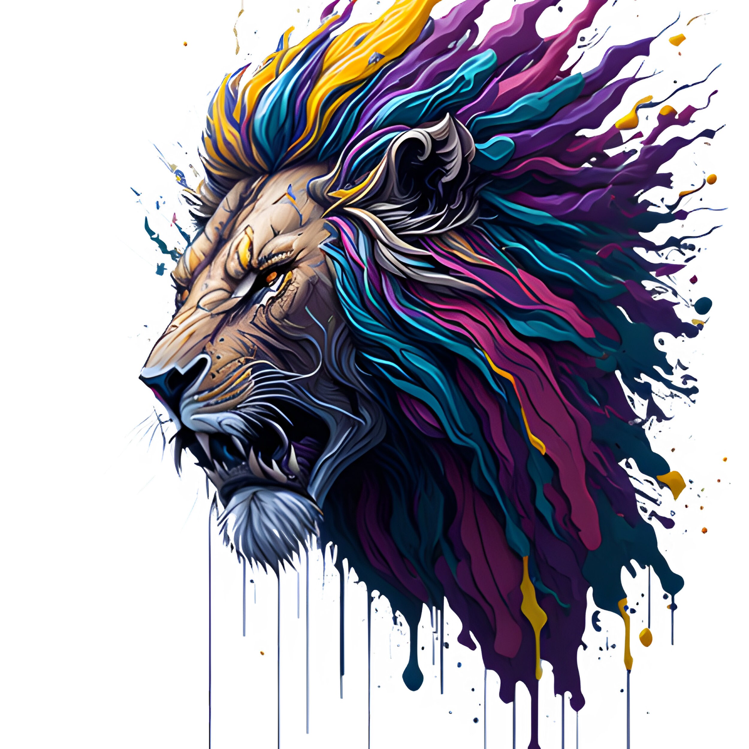 Lion PNG Colorful Lion Sublimation Lion Portrait (Download Now) - Etsy