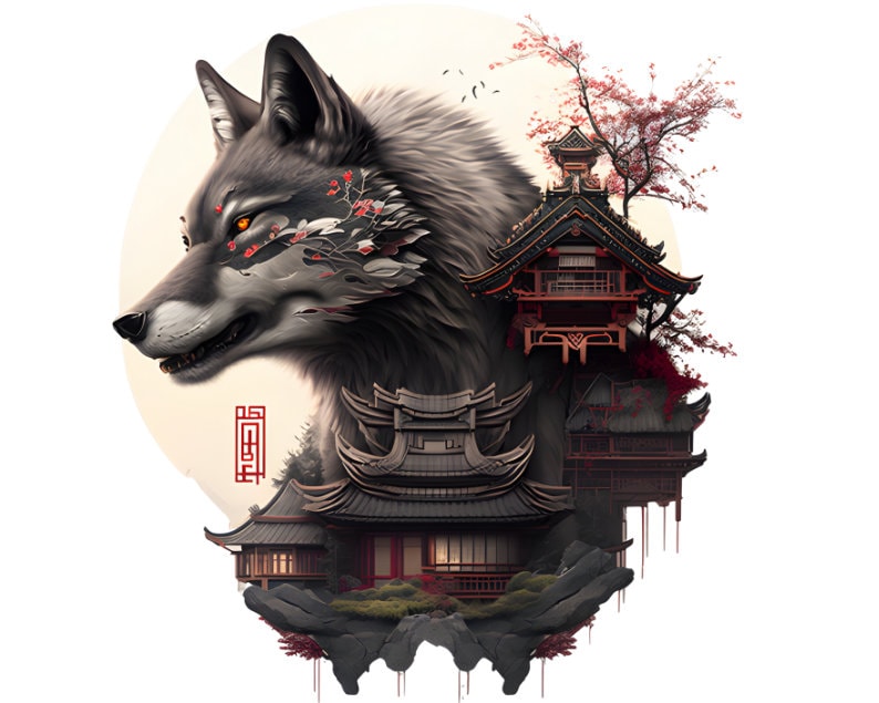 Japanese Wolf Drawing