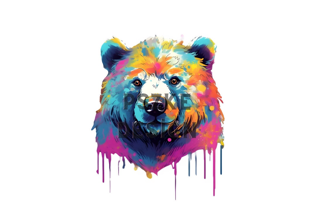 Colorful Bear Face PNG Colorful Bear Sublimation Bear - Etsy