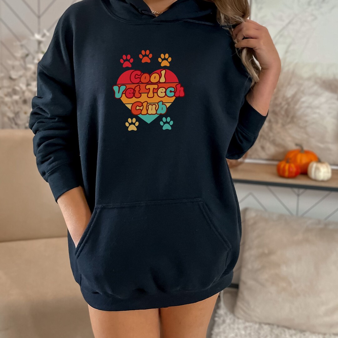 Cool Vet Tech Club Hoodie Retro Veterinary Technician Shirt Vet Shirt ...