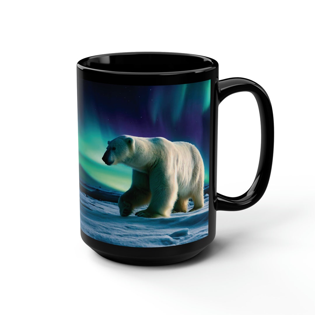 15 Oz Northern Lights With Polar Bear Mug, Aurora Borealis Mug, Alaskan ...