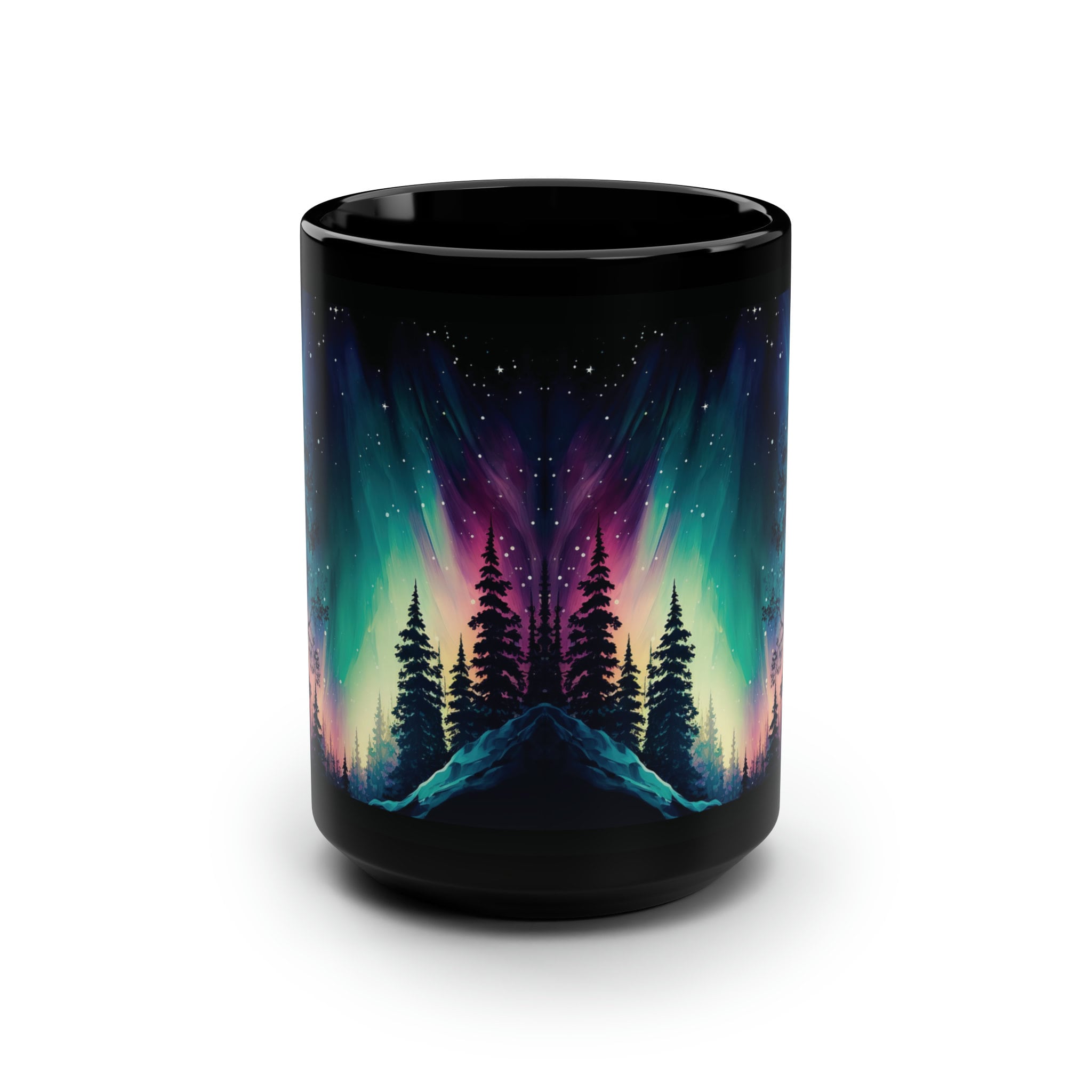 15 Oz Northern Lights Black Mug Aurora Borealis Mug Astronomer Gift ...