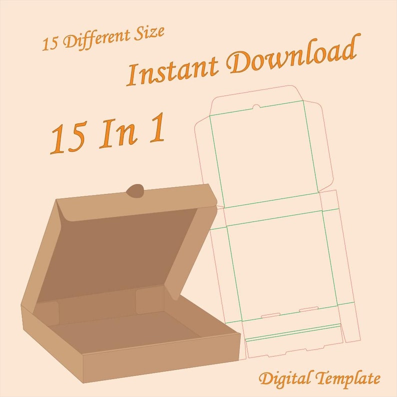 15 Different Sizes Corrugated Cardboard Pizza Box Templates - Digital ...
