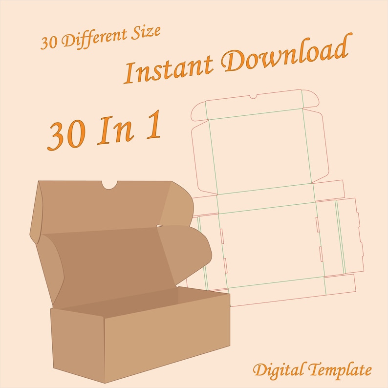 Corrugated Cardboard Box Templates: 30 Sizes, Gift Box (digital ...