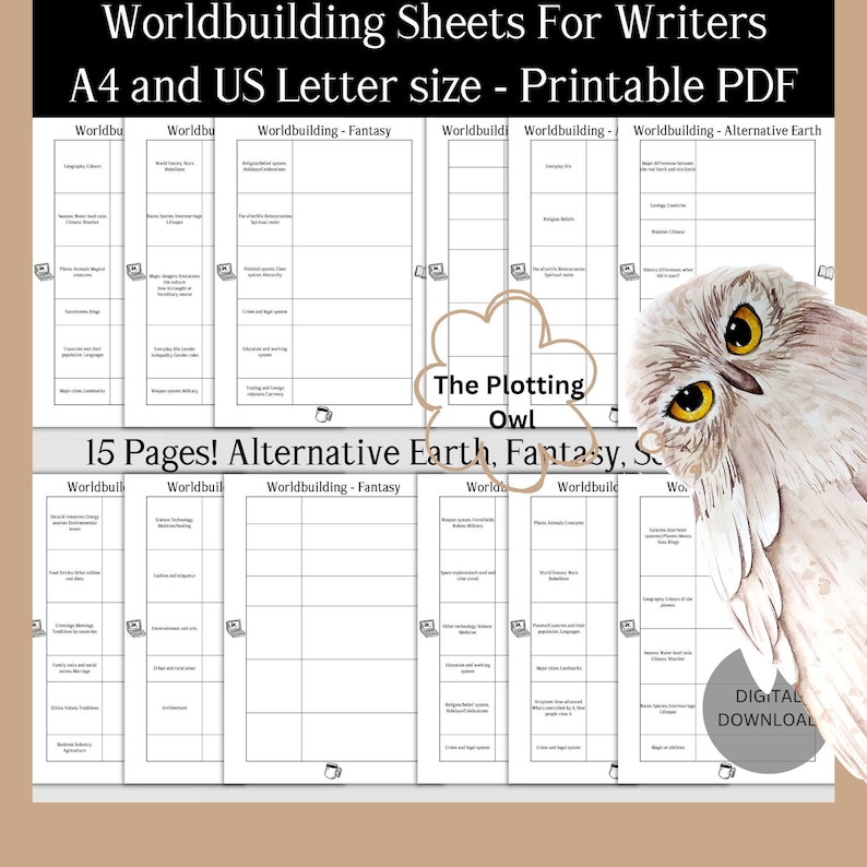 Digital Printable Worldbuilding Workbook Sheets Writers Authors Book ...
