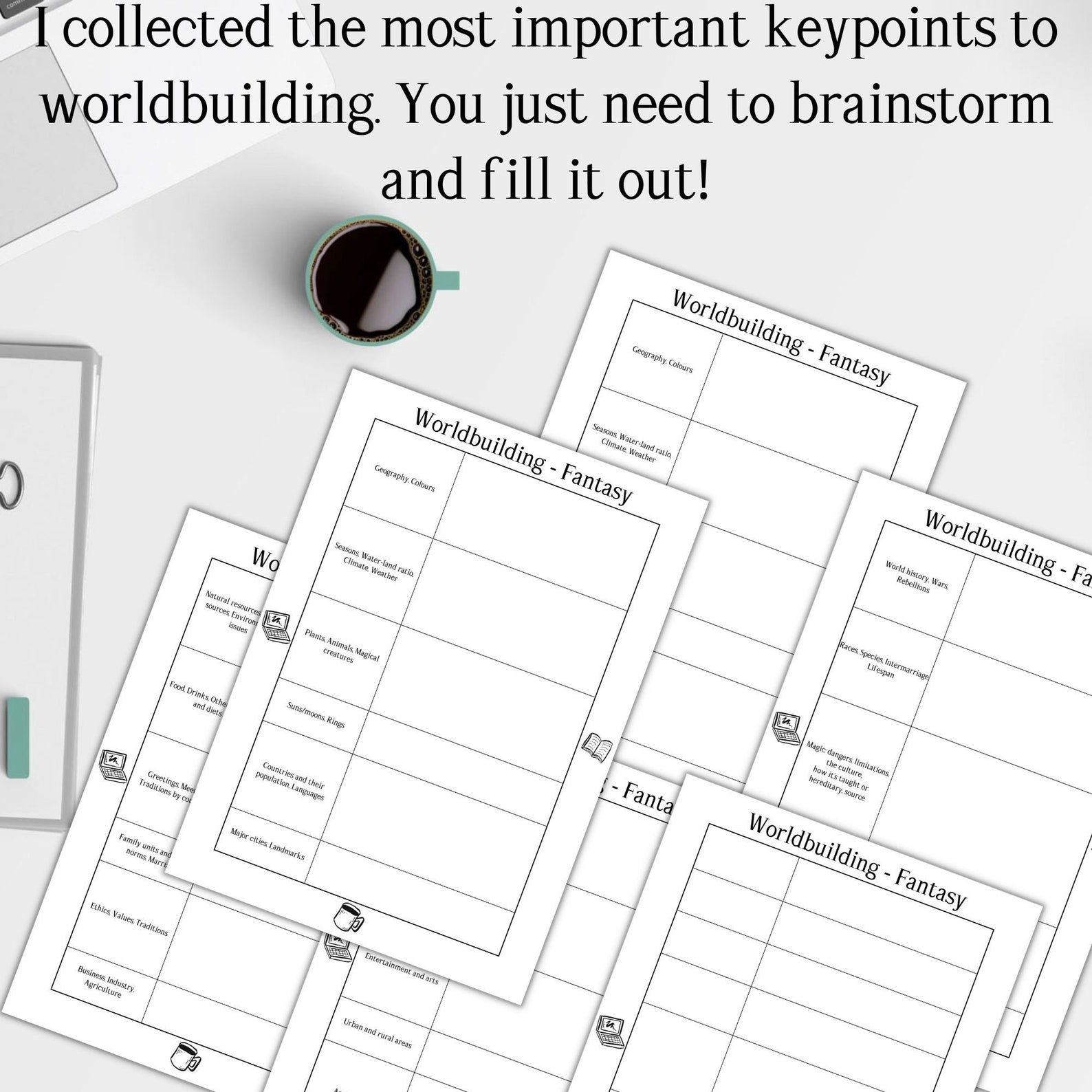 Digital Printable Worldbuilding Workbook Sheets Writers Authors Book ...