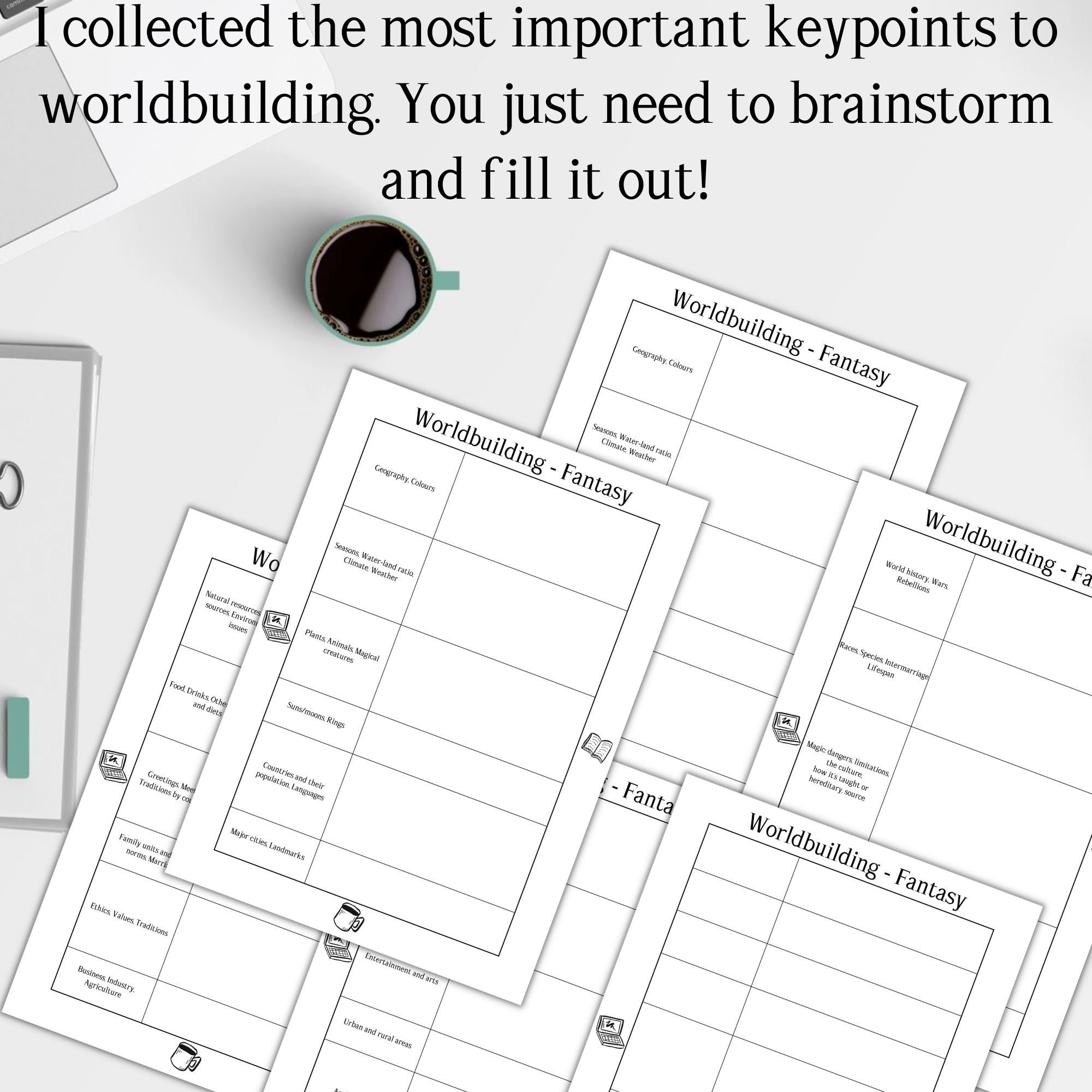 Digital Printable Worldbuilding Workbook Sheets Writers Authors Book ...