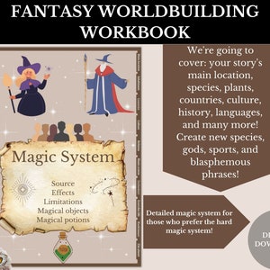 Digital or Printable Fantasy Worldbuilding Workbook Magic System Guide ...