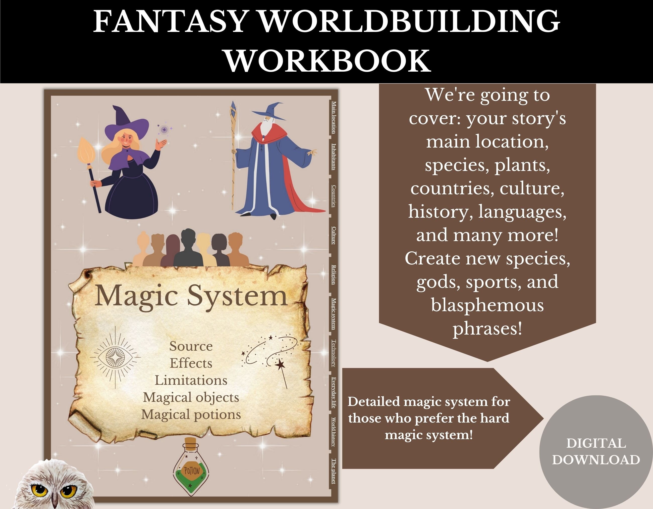 Digital or Printable Fantasy Worldbuilding Workbook Magic System Guide ...