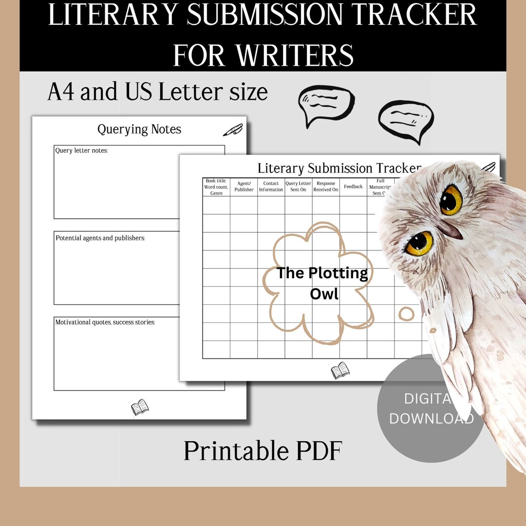 Digital or Printable Writers Authors Literary Submission Tracker ...