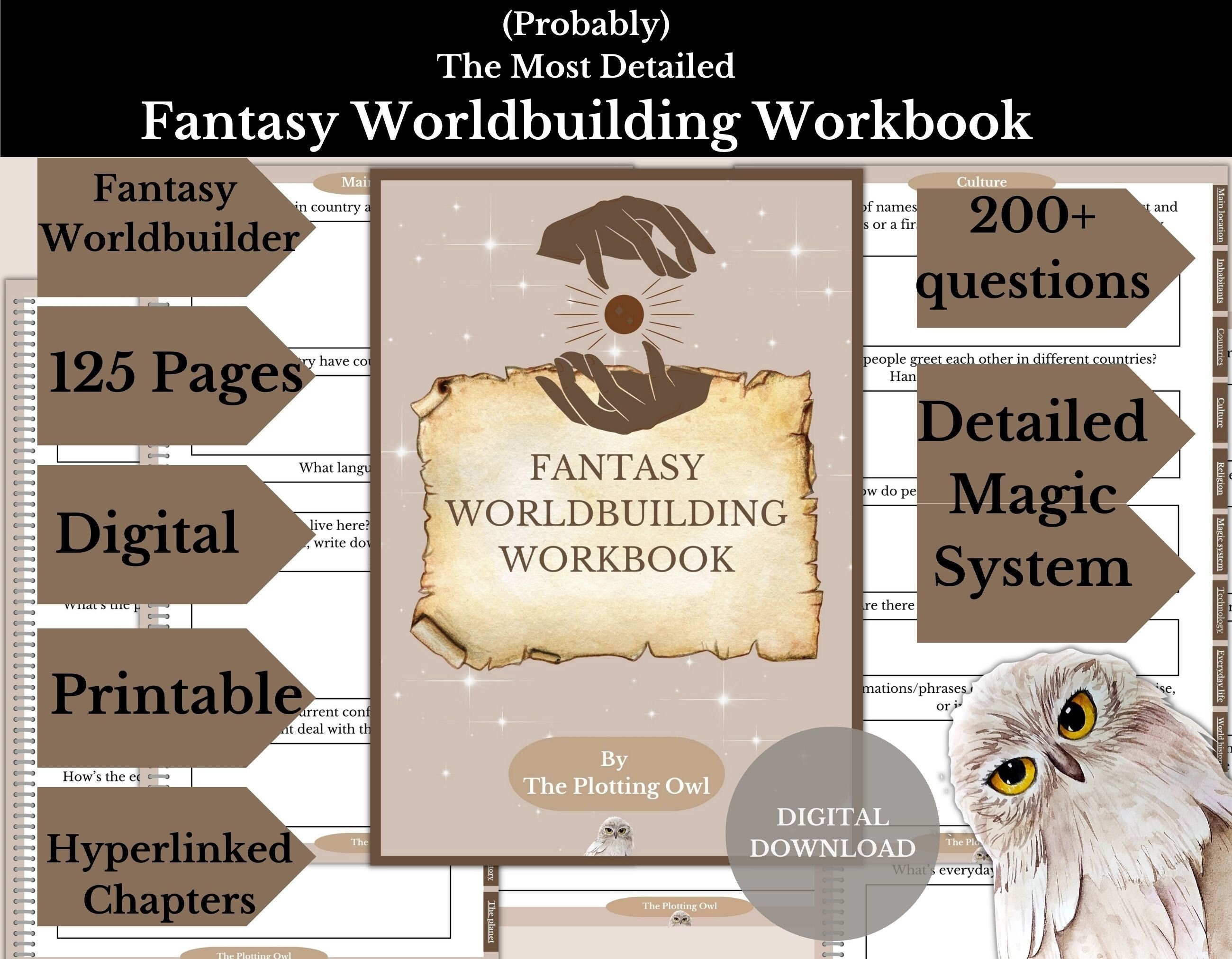 Digital or Printable Fantasy Worldbuilding Workbook Magic System Guide ...