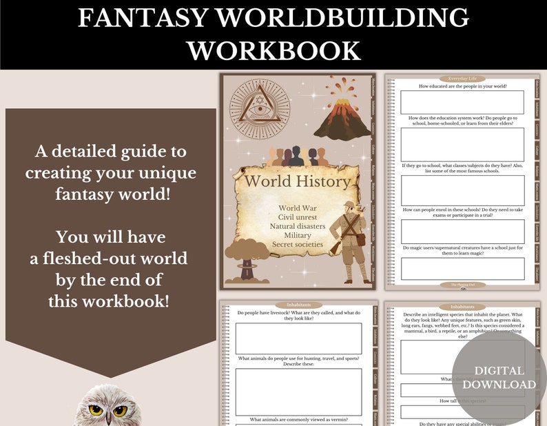 Digital or Printable Fantasy Worldbuilding Workbook Magic System Guide ...