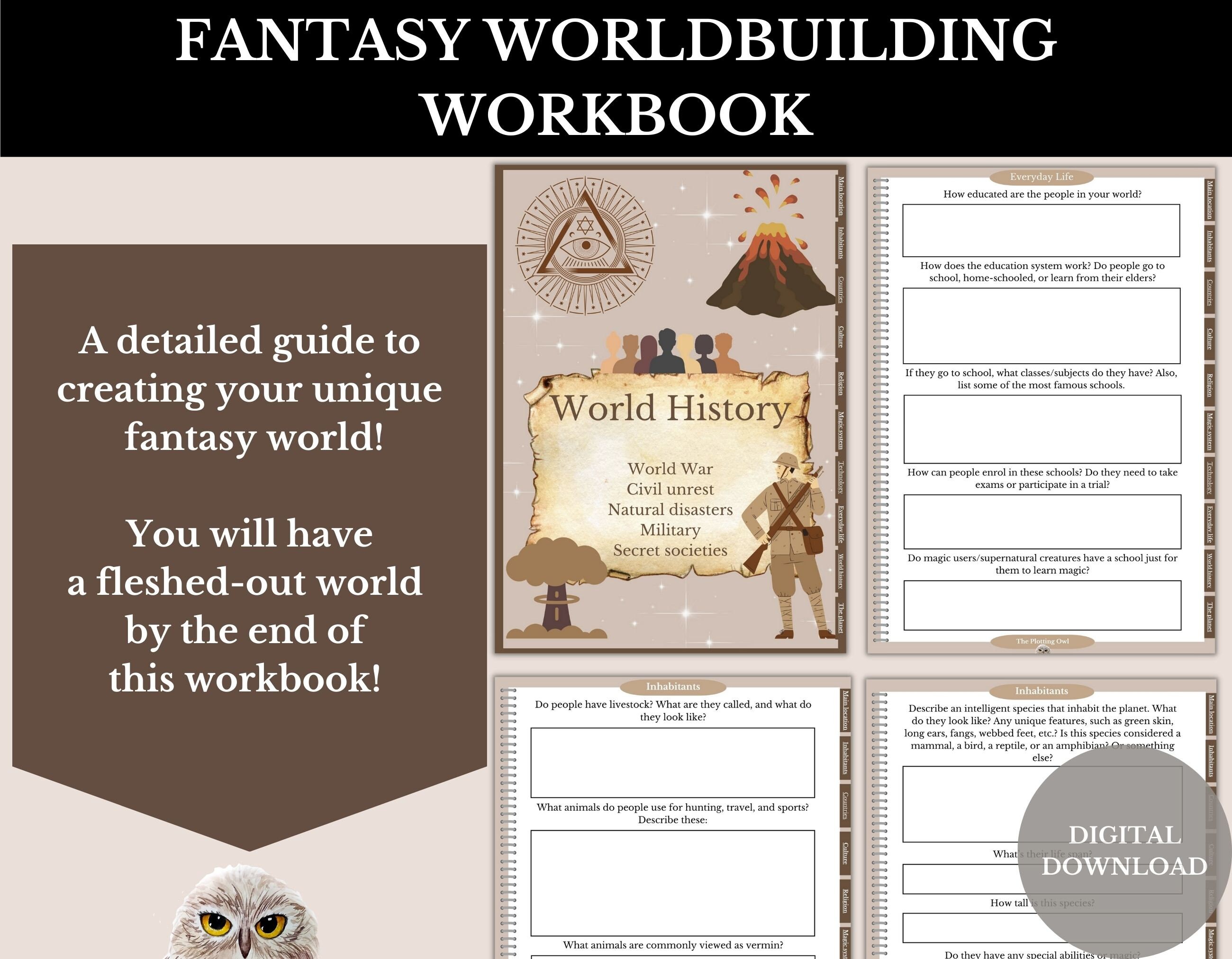 Digital or Printable Fantasy Worldbuilding Workbook Magic System Guide Novel Planner Book ...