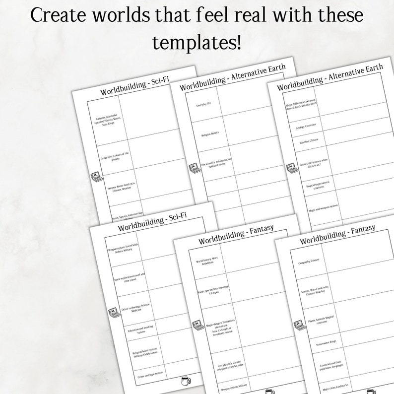 Digital Printable Worldbuilding Workbook Sheets Writers Authors Book ...