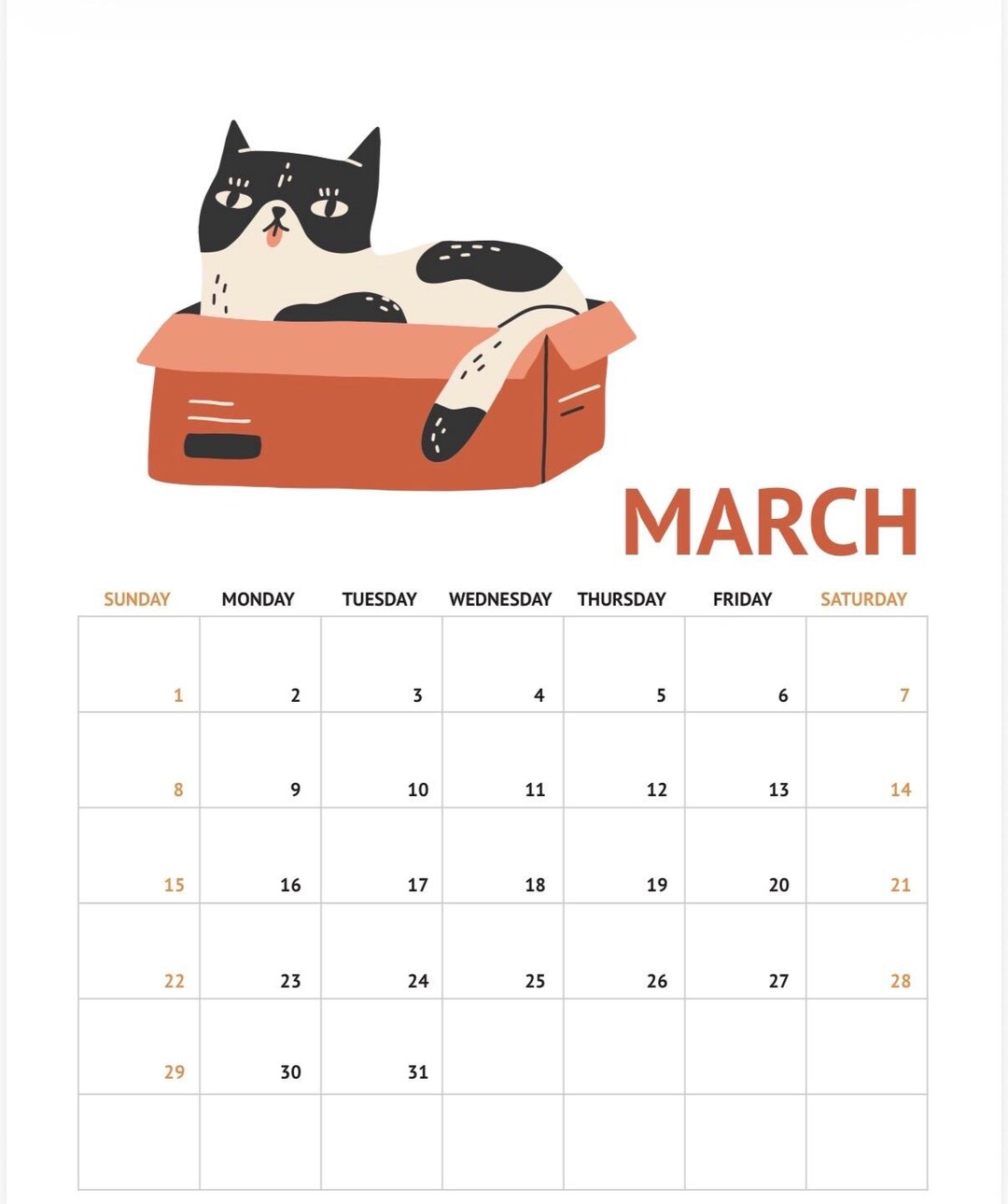 2025 Cute Cat Calendar | Monthly Planner (digital Download) - Etsy