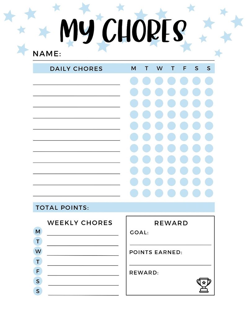 Fun Kids Chore Chart Printable: Daily & Weekly Task Tracker (PDF) - Etsy