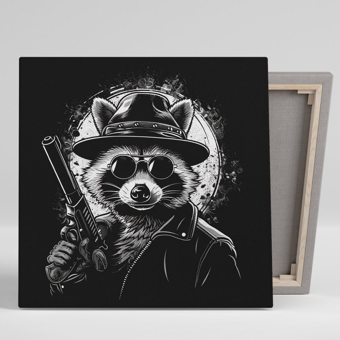 Gangster Raccoon Art, Canvas or Poster, Street Pop Animal Decor, Living ...