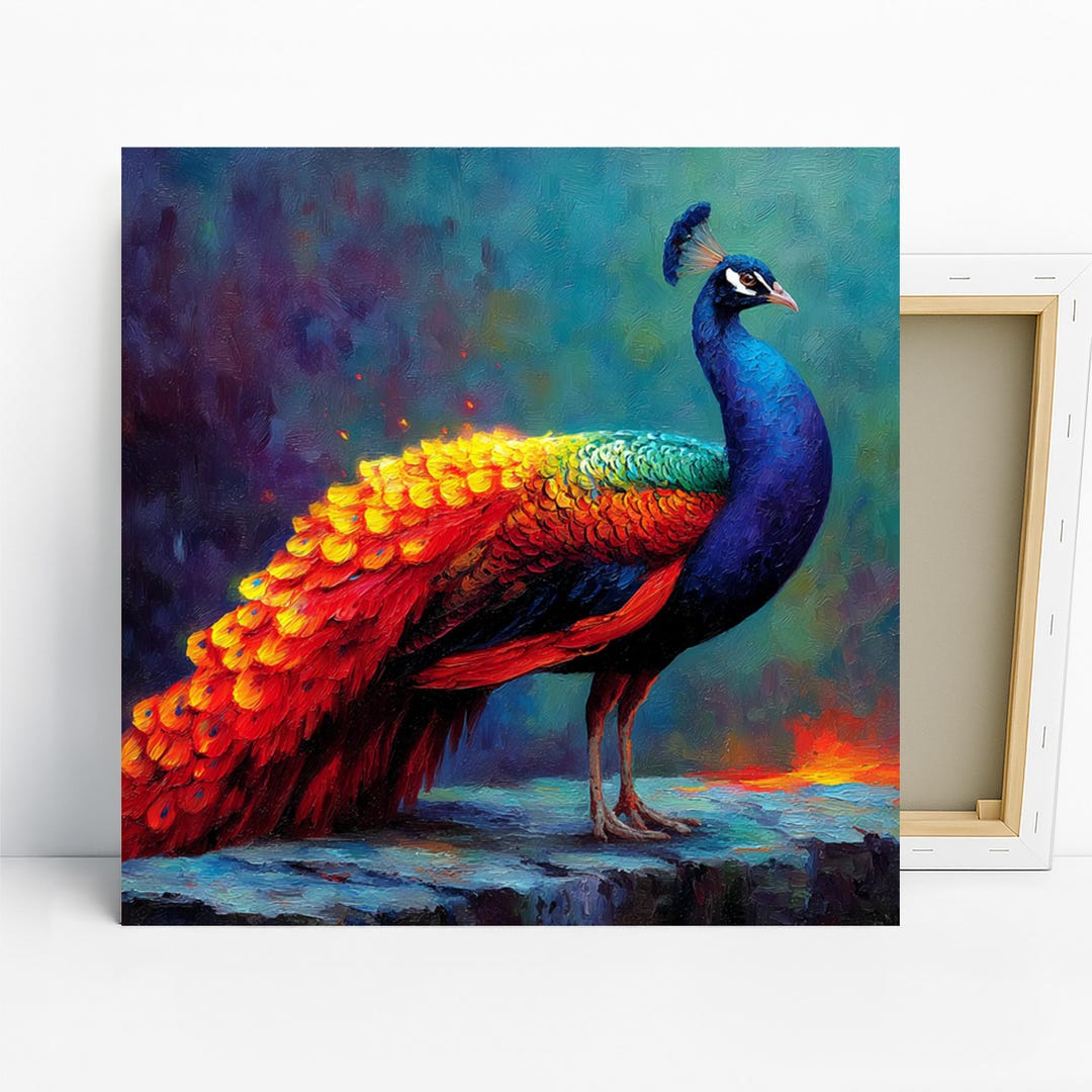 Peacock Art, Canvas or Poster, Bohemian Glam Decor, Living Room Bedroom ...