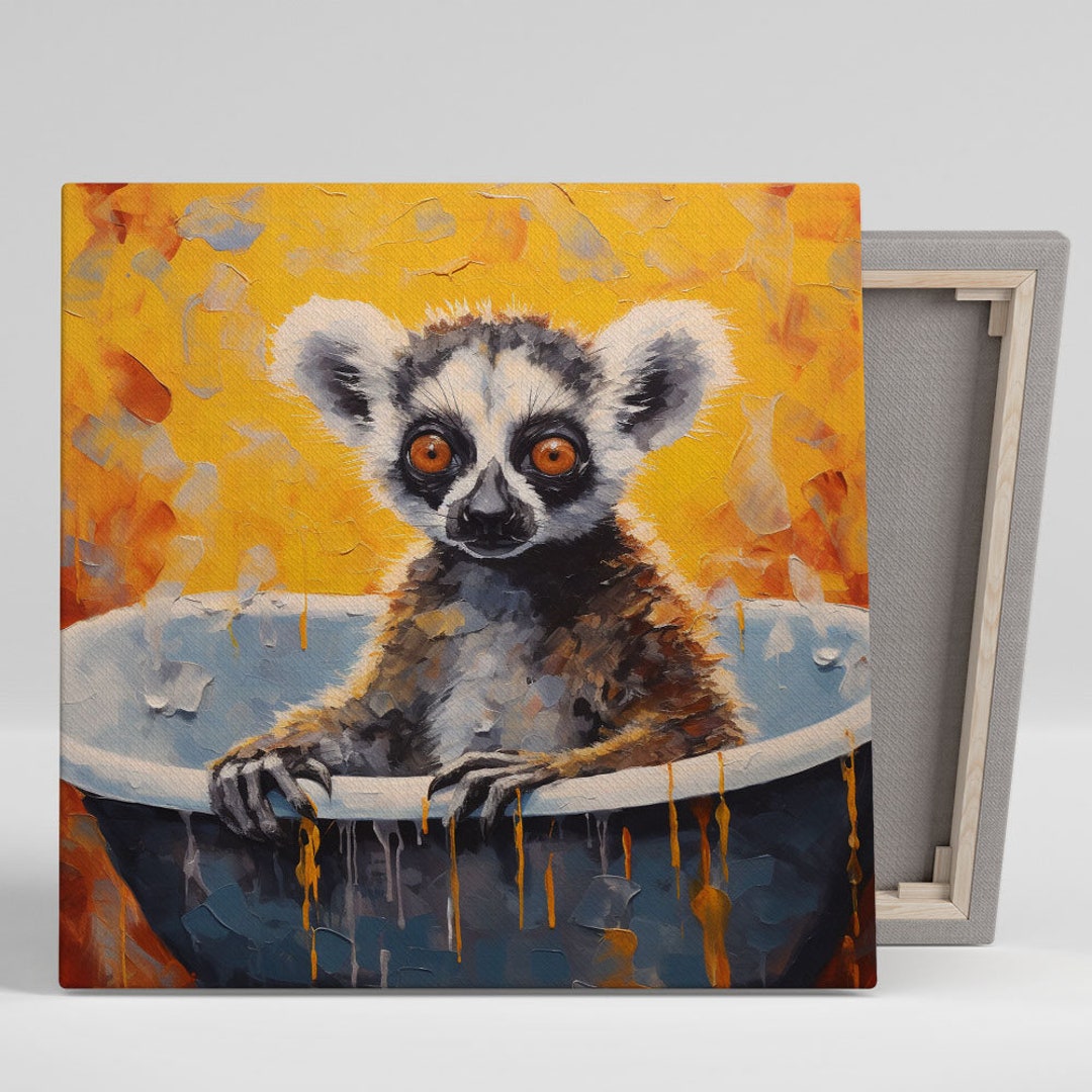 Lemur in Bathtub, Canvas or Poster, Animal Decor, Bathroom Wall Art ...