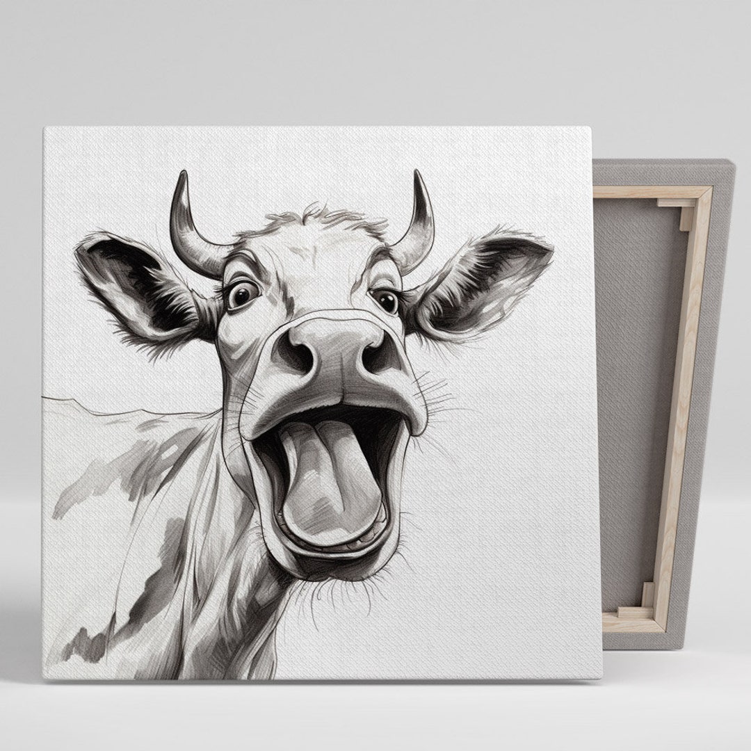 Cow Wall Decor, Canvas or Poster, Bathroom Decor, Bathroom Wall Hanging ...