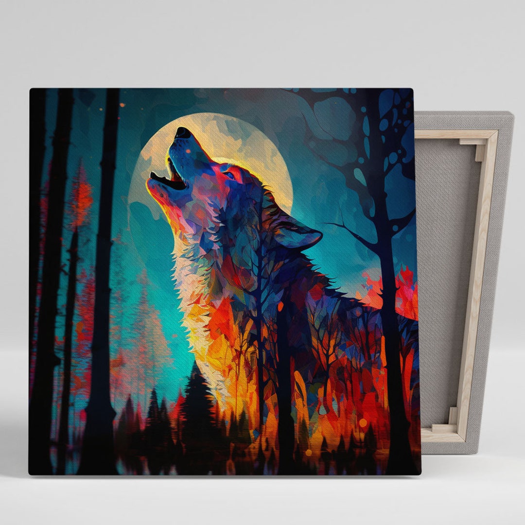 Wolf Howling Wall Decor, Canvas or Poster, Animal Decor, Wolf Wall ...