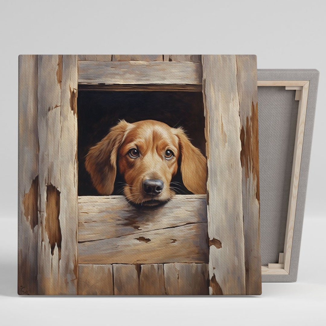 Dog in Frame Wall Art, Canvas or Poster, Dog Wall Decor, Frame Wall Art ...