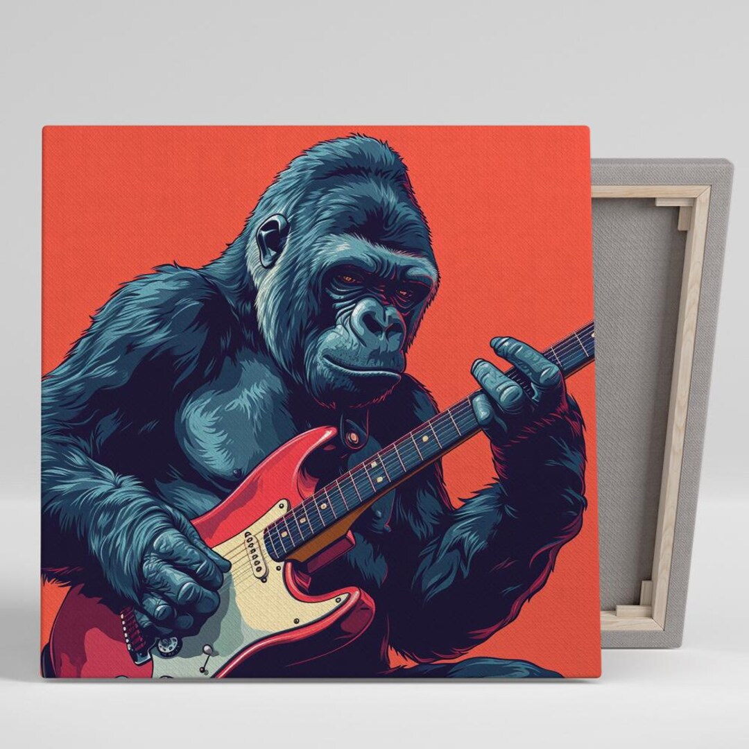 Rockstar Gorilla Groove Wall Art, Canvas or Poster, Pop Music Animal ...