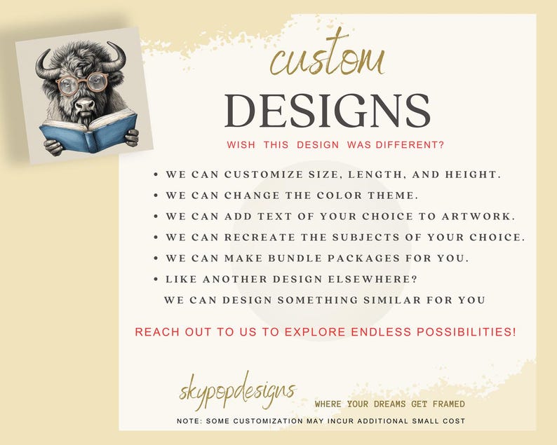 Intellectual Bison Art, Canvas or Poster, Whimsical Rustic Bohemian ...
