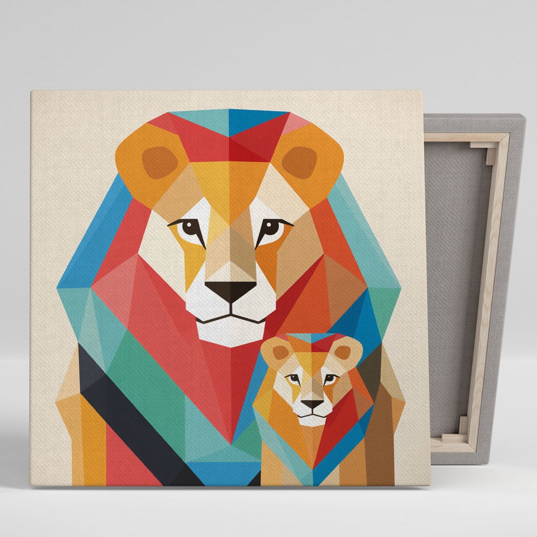Abstract Lion Art, Canvas or Poster, Contemporary Wildlife Decor ...