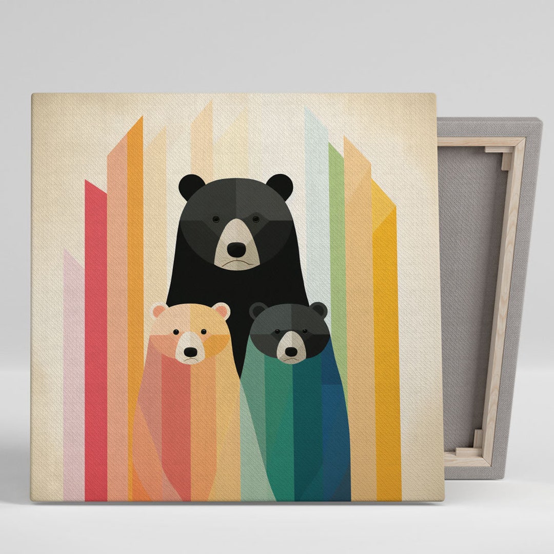 Abstract Bears Wall Art, Canvas or Poster, Bears Wall Hanging, Abstract ...