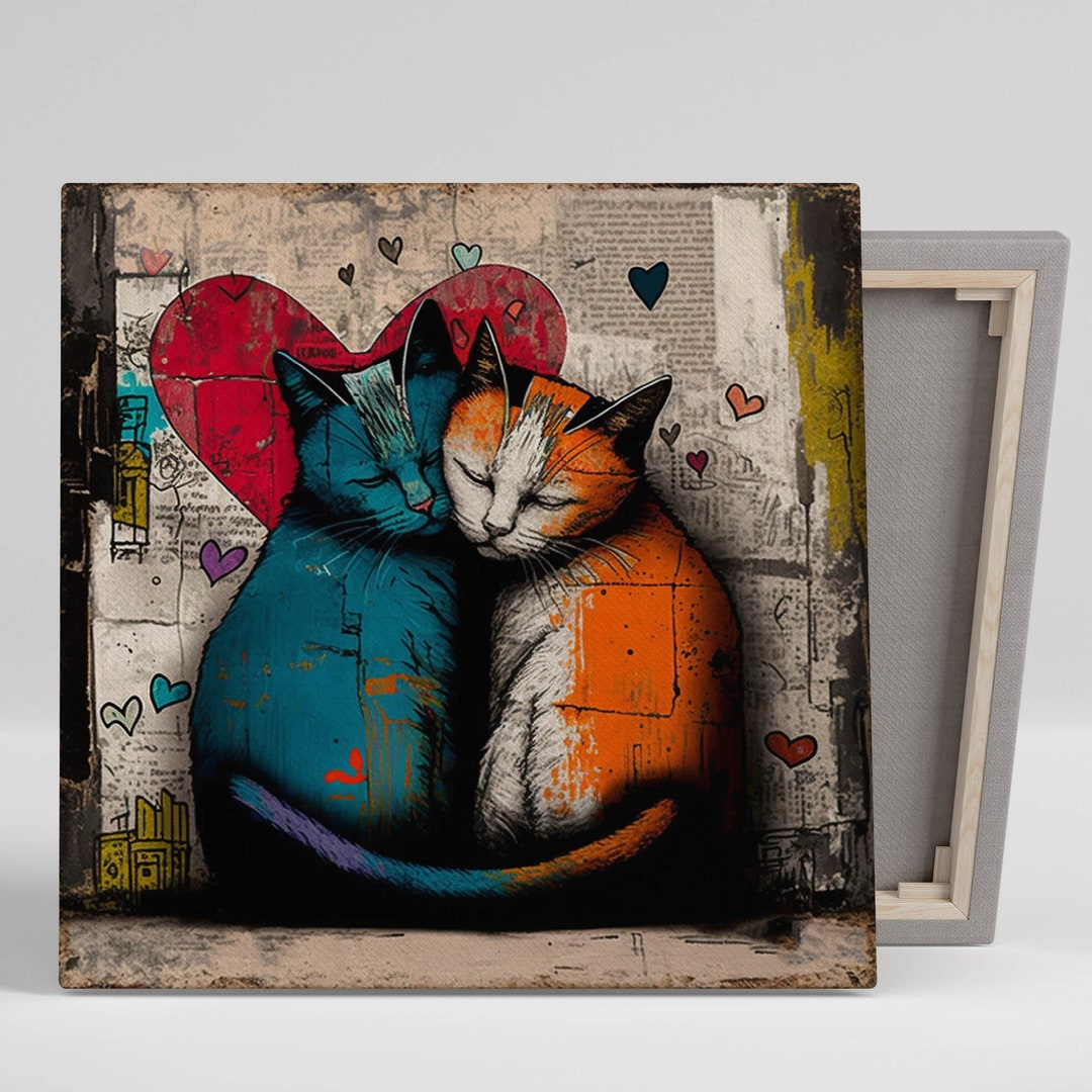 Graffiti Style Cat, Canvas or Poster, Street Art Cat , Cat Street Art ...