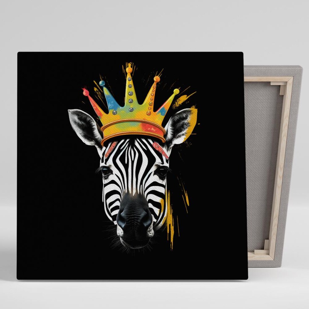 Royal Zebra Fusion Art, Canvas or Poster, Whimsical Pop Animal Decor ...
