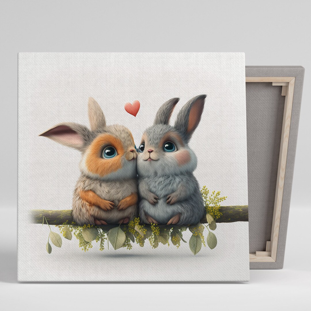 Bunny Love Art, Canvas or Poster, Valentine's Day, Bunny Wall Art, Home ...