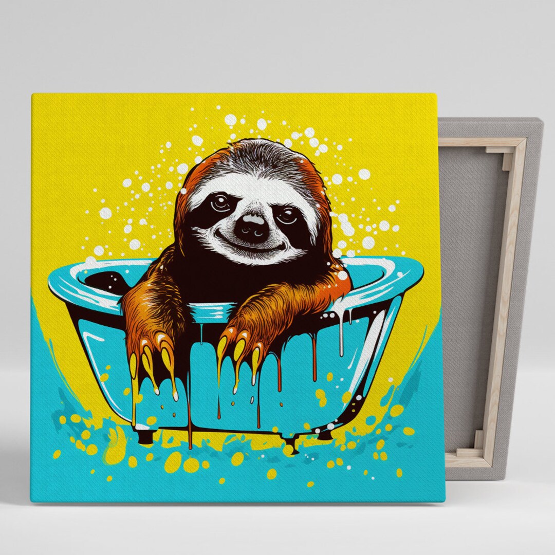 Sloth Splash Wall Art, Canvas or Poster, Whimsical Pop Art Decor ...