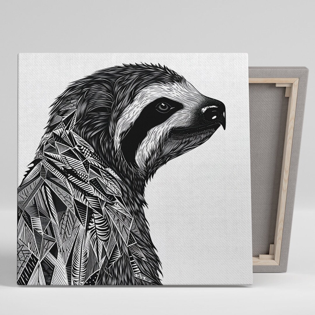 Geometric Sloth Fusion Wall Art, Canvas or Poster, Animal Contemporary ...