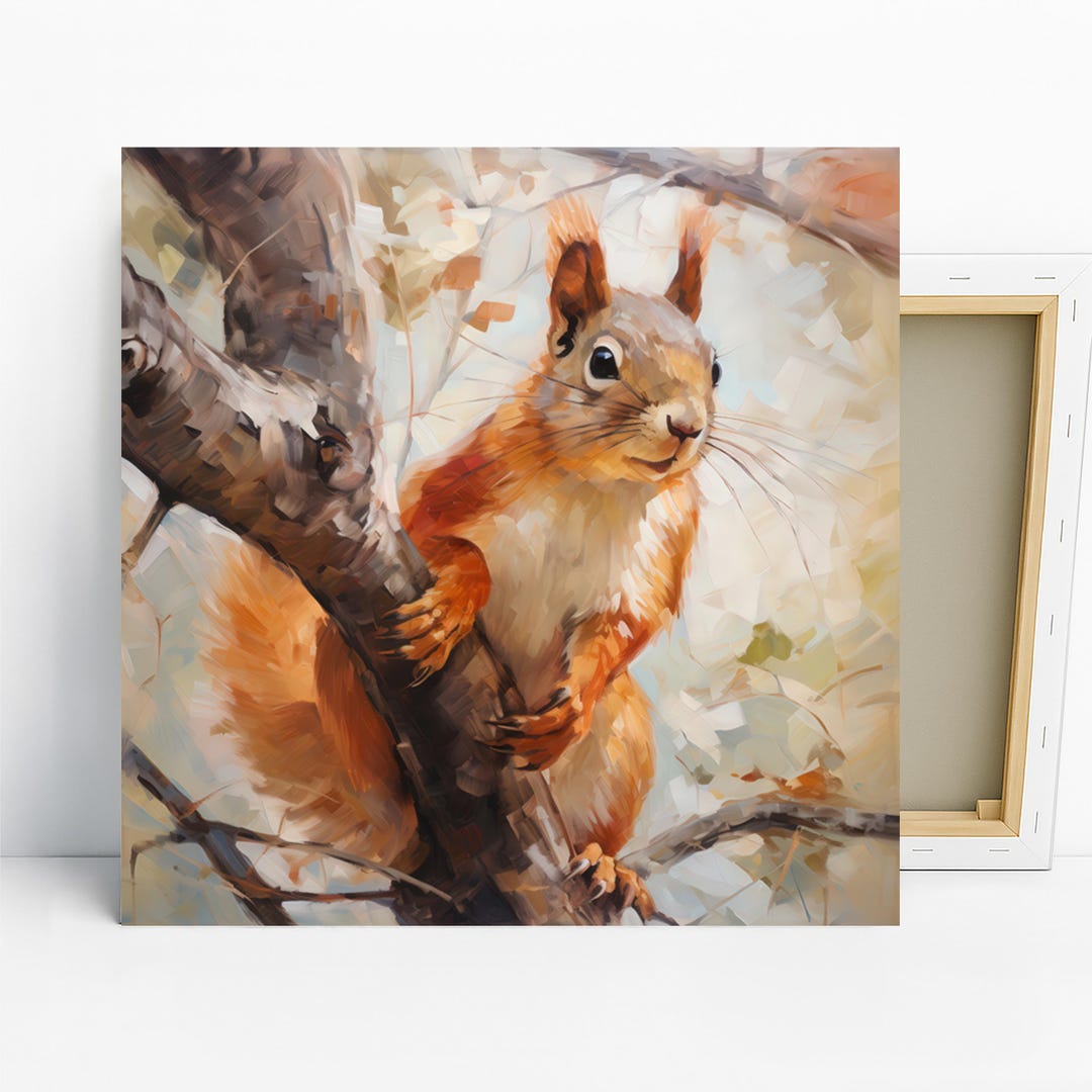 Squirrel Art, Canvas or Poster, Impressionism Nature Scandinavian Decor ...