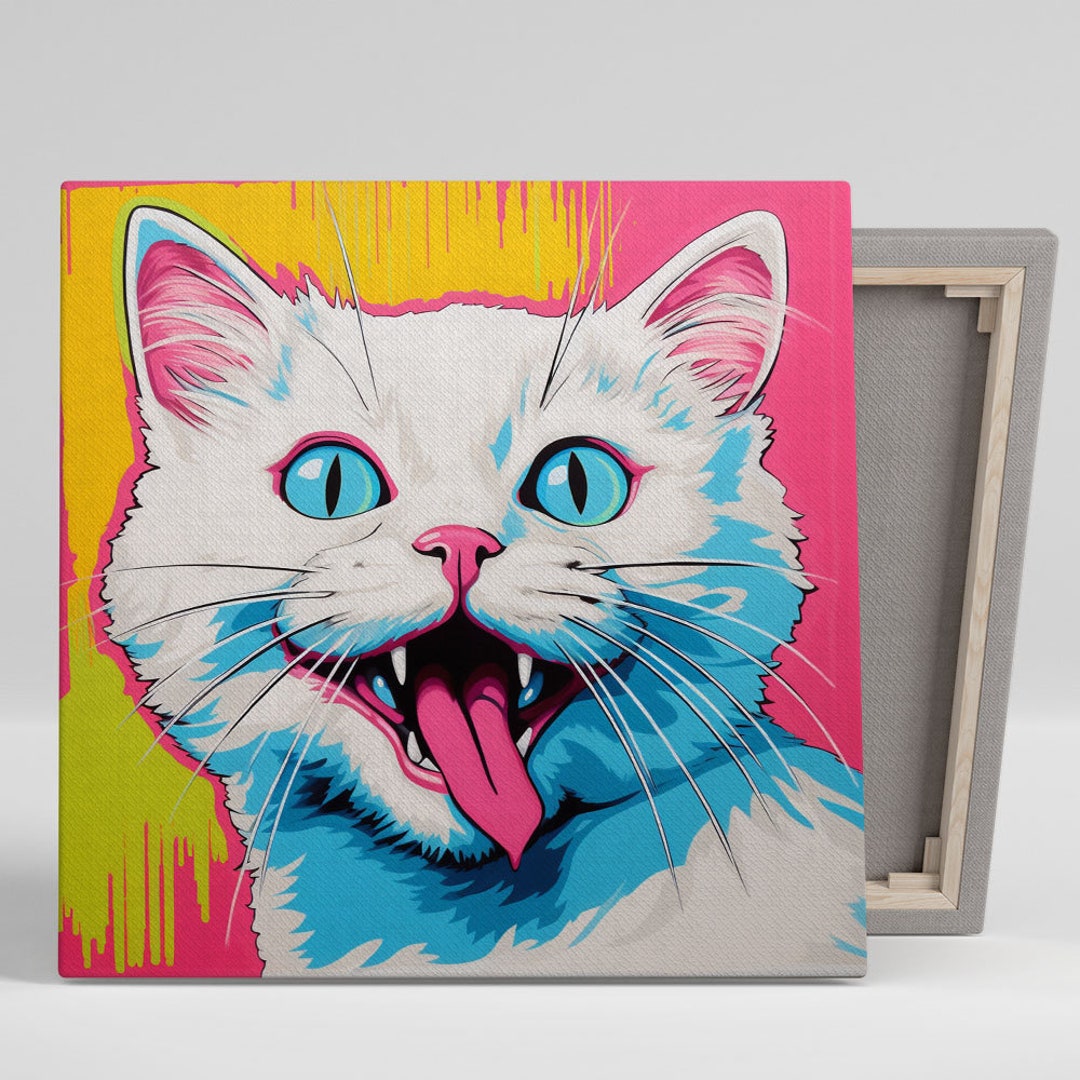 Abstract Cat Wall Art, Canvas or Poster, Cat Home Decor, Feline Art ...