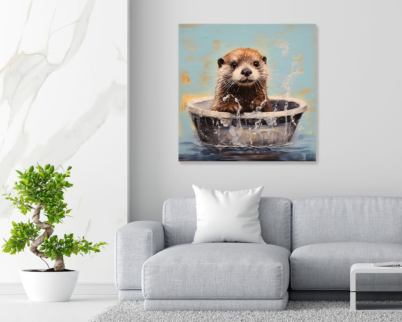 Otter in Bathtub, Canvas or Poster, Bathroom Wall Decor, Nursery Wall ...