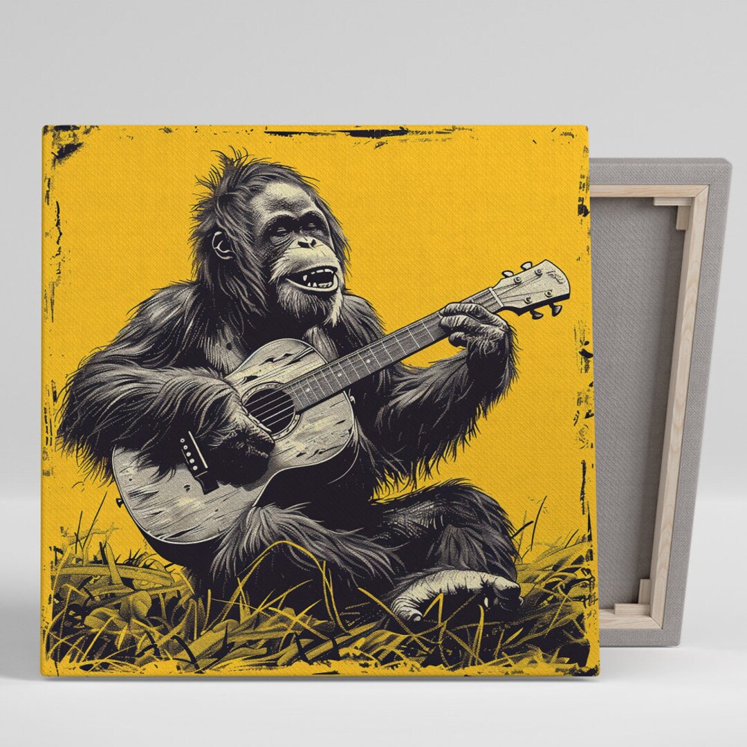 Chimpanzee Art, Canvas or Poster, Pop Art Music Decor, Living Room Game ...