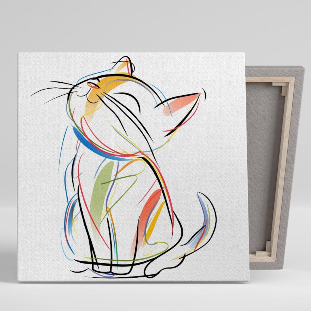 Colorful Cat Whiskers Art, Canvas or Poster, Abstract Modern Decor ...