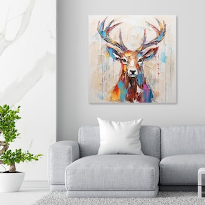 Majestic Stag Spectrum Art, Canvas or Poster, Contemporary Decor ...