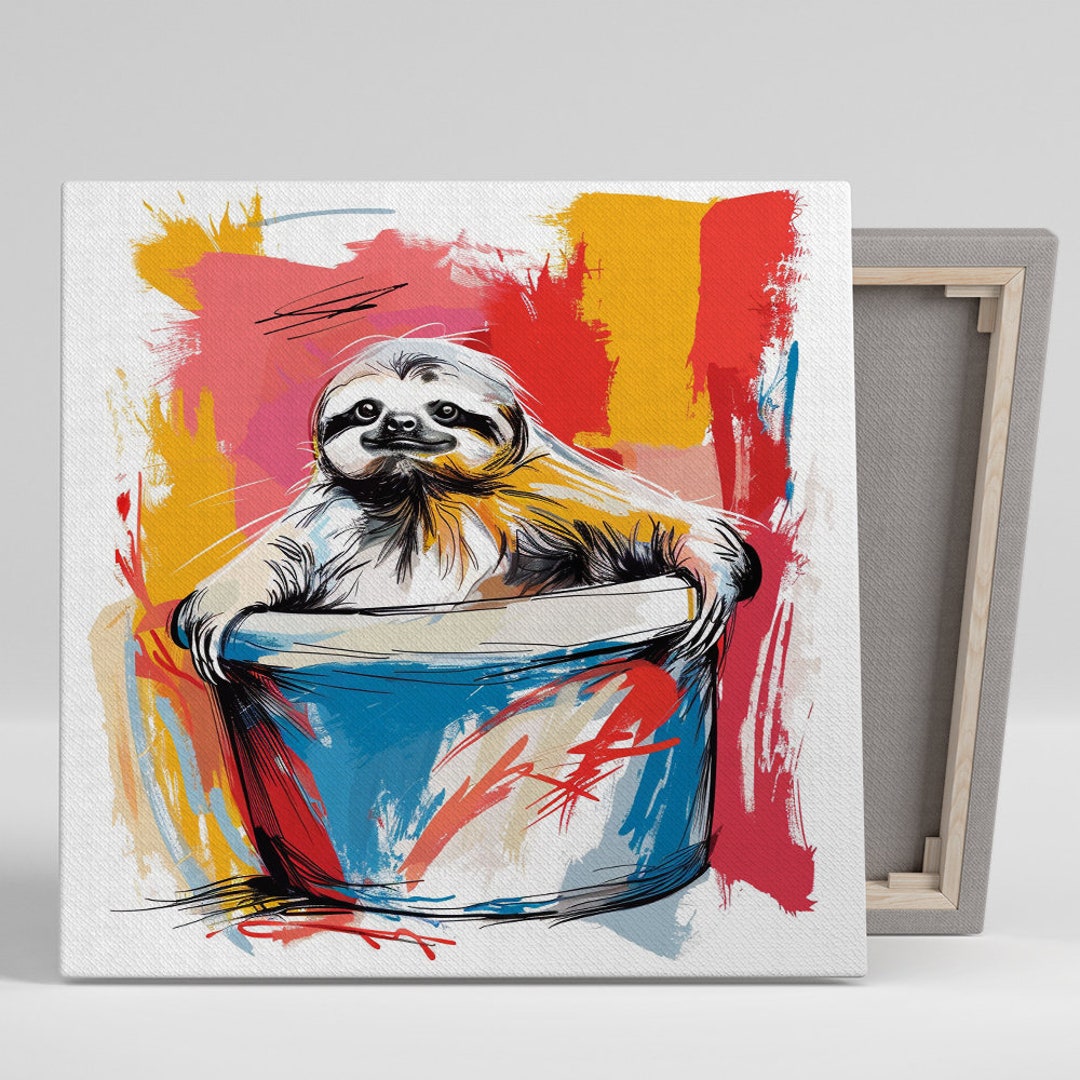 Sloth Splash Wall Art, Canvas or Poster, Whimsical Animal Decor, Living ...
