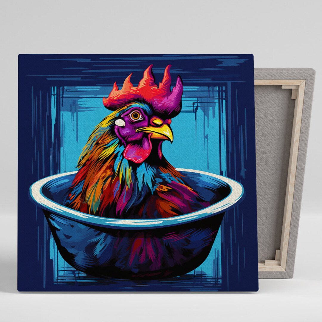 Psychedelic Rooster Art, Canvas or Poster, Pop Art Eclectic Decor ...