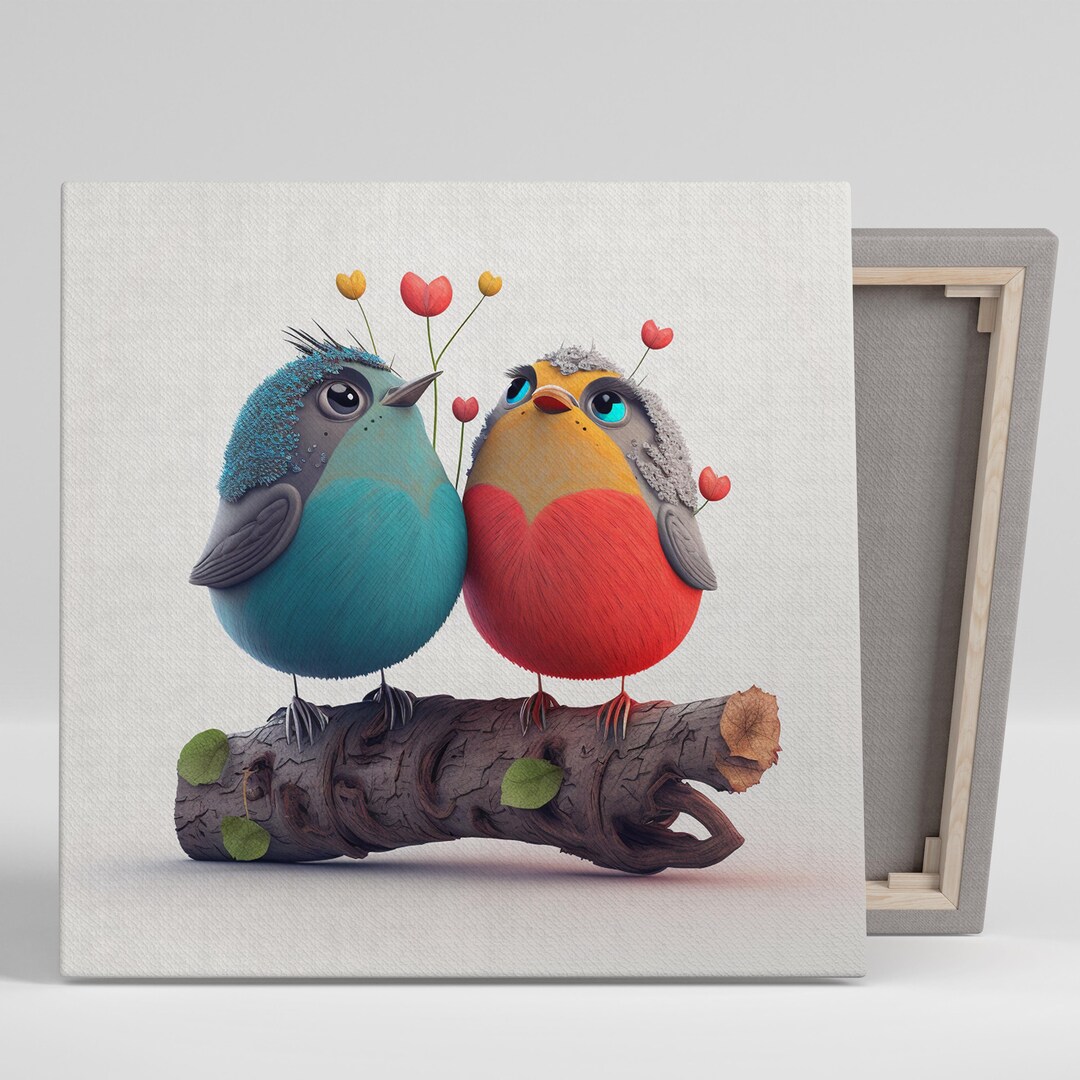 Love Birds Valentines Art, Canvas or Poster, Romantic Wall Decor for ...