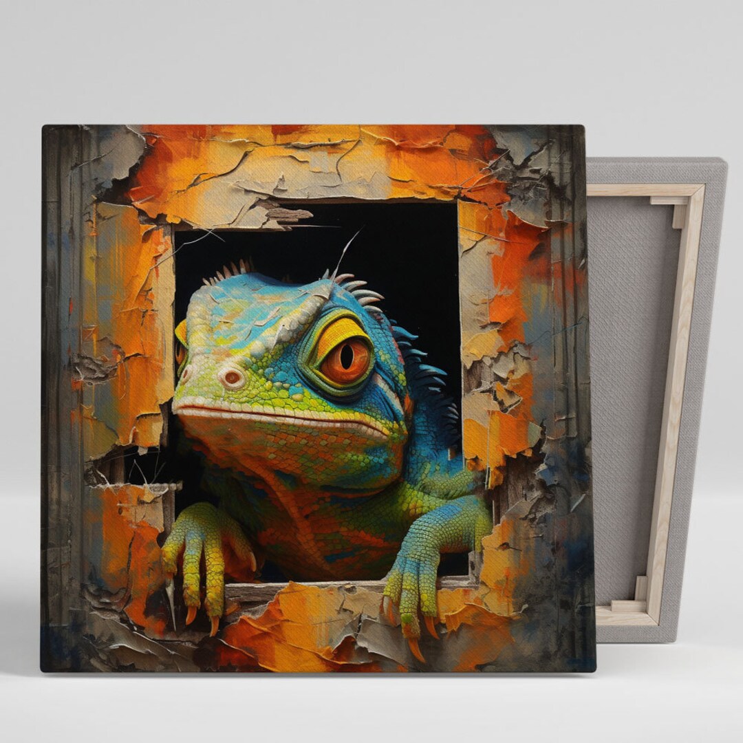 Lizard in Frame Decor, Canvas or Poster, Lizard Wall Hanging, Lizard in ...