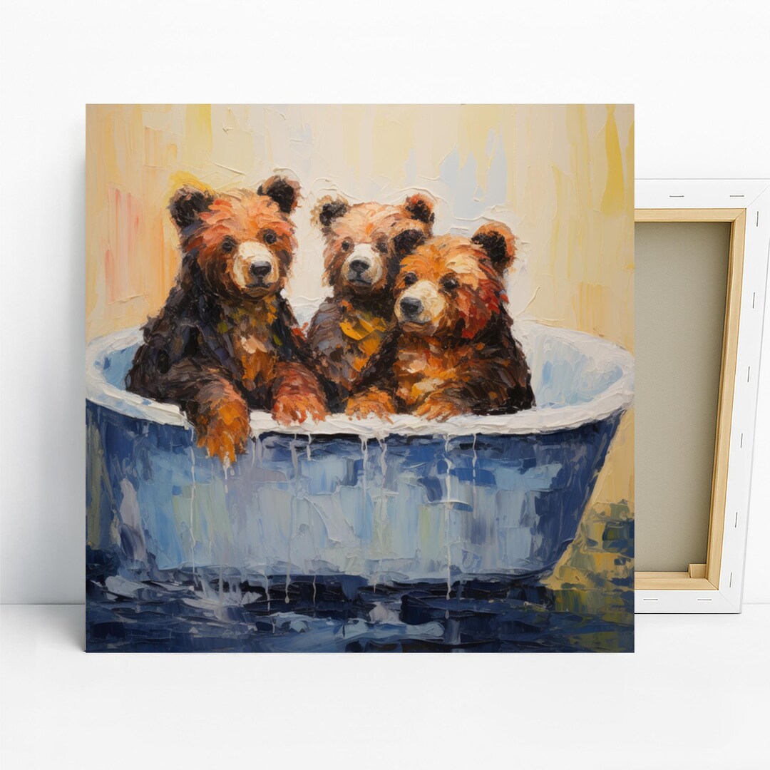 Bear Art, Canvas or Poster, Farmhouse Rustic Bohemian Decor, Children ...