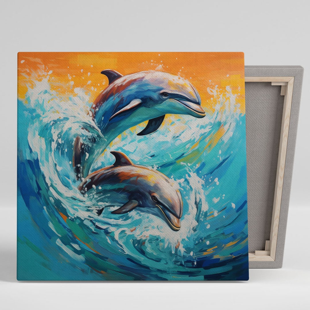 Dolphin Wall Art, Canvas or Poster, Home Decor, Animal Decor, Living ...
